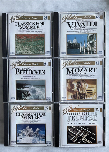 Excelsior Classic Gold Cd Lot Of 6, Vivaldi, Beethoven, Mozart, Winter ...