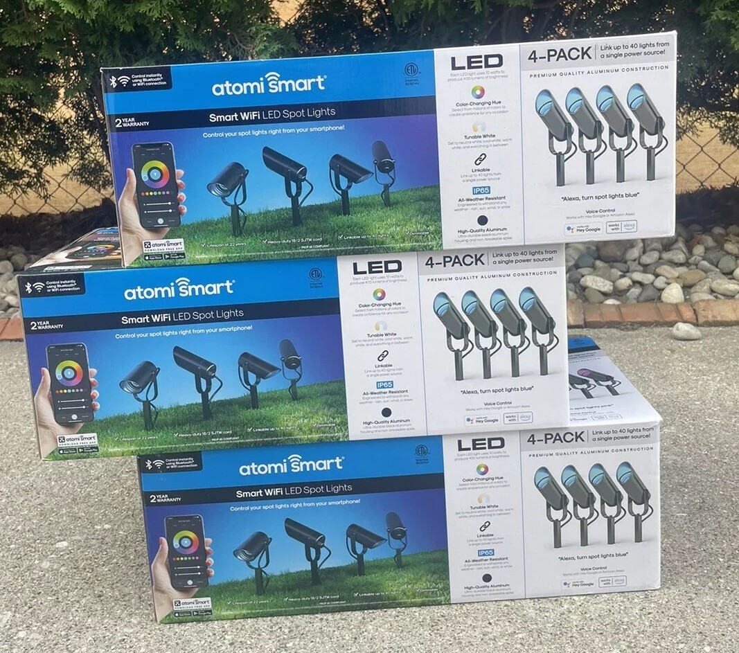 Atomi Smart WiFi LED Color Changing Spot Lights 4 Pack Starter Kit ...