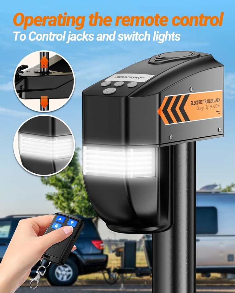 Electric Tongue Jack Capacity Black Power Jack + Remote control 3500lbs ...