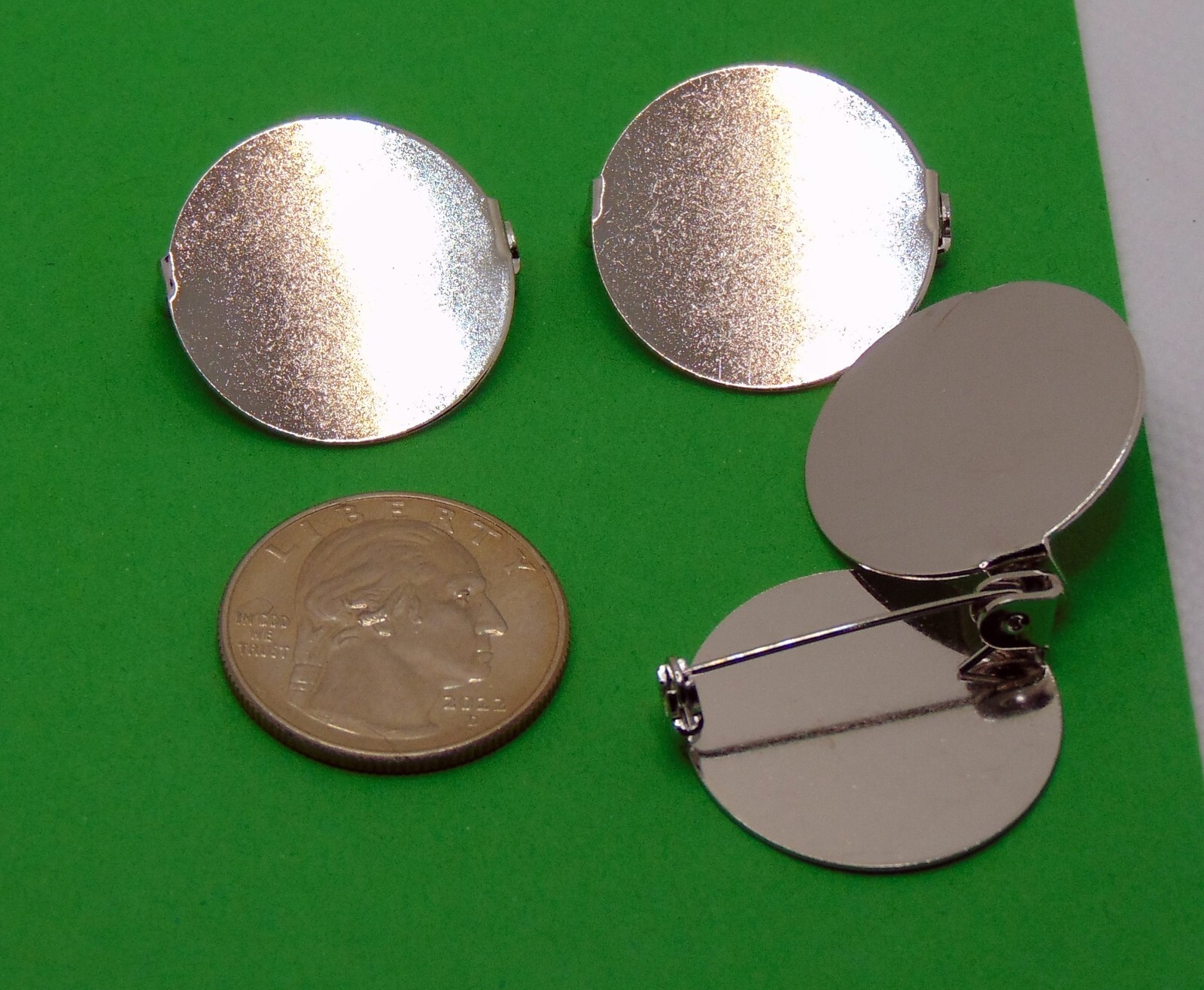 Metal Round Pin Back 1" disc (25mm) Blank Pad Findings Plain Silver ...