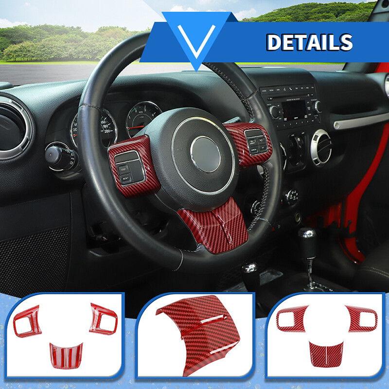 3x Steering Wheel Control Accessories Cover Trim for Jeep Wrangler ...