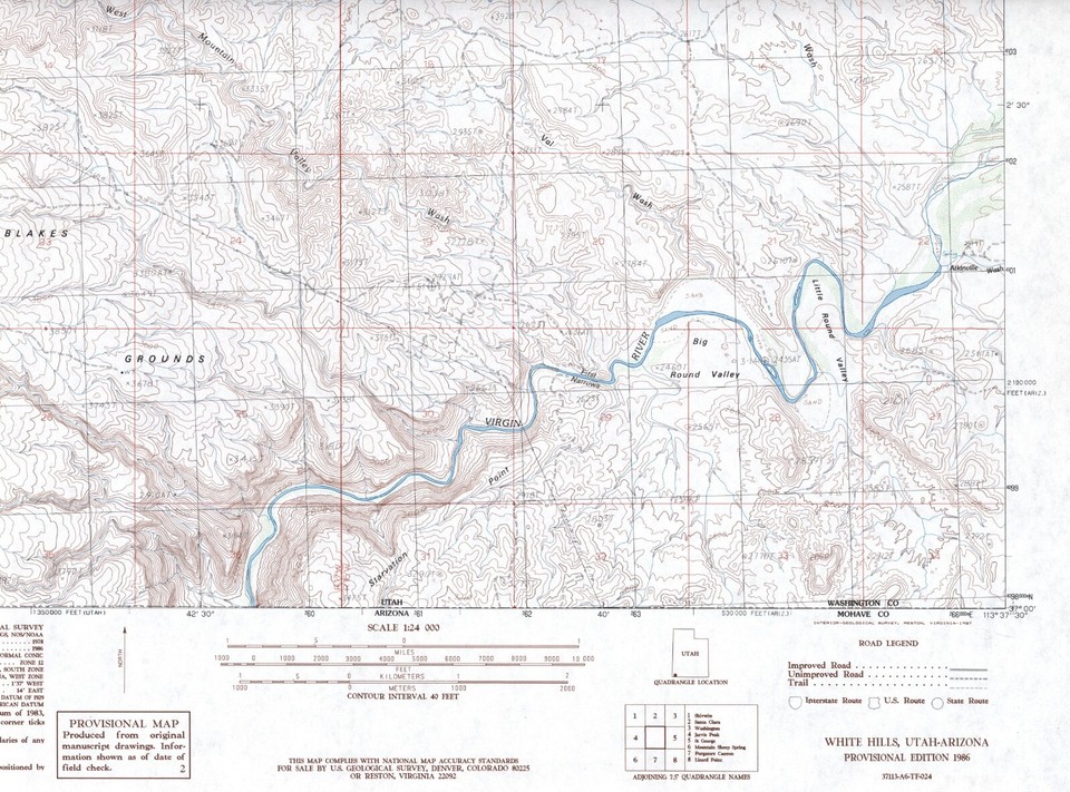 White Hills Quadrangle Utah-Arizona 1986 USGS Topo Map 7.5 Minute ...