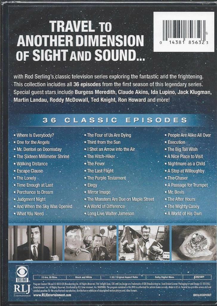 Twilight Zone 1st Season 5 DVD Collector Set 36 Classic Episodes New ...