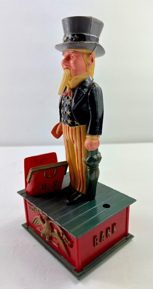 Vintage Plastic Uncle Sam Mechanical Coin Piggy Bank - Parts Or Repair ...