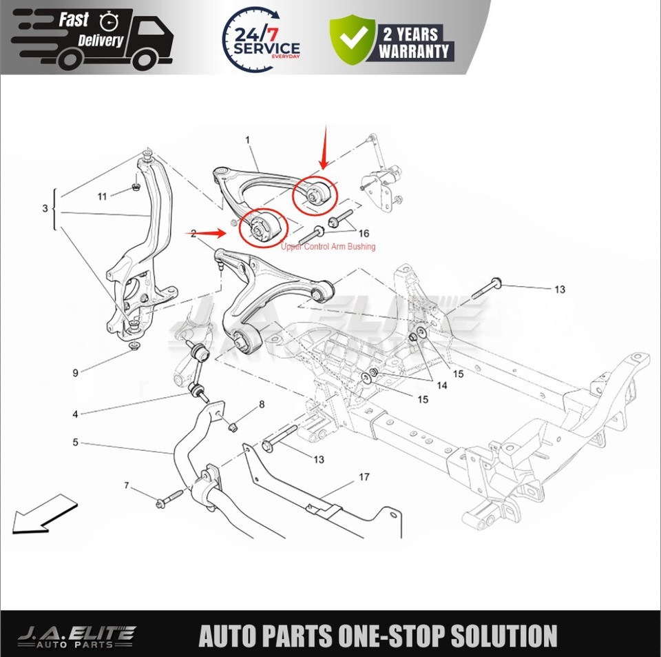 Front Upper Control Arm Bushing fits Maserati Levante, 670031994 ...