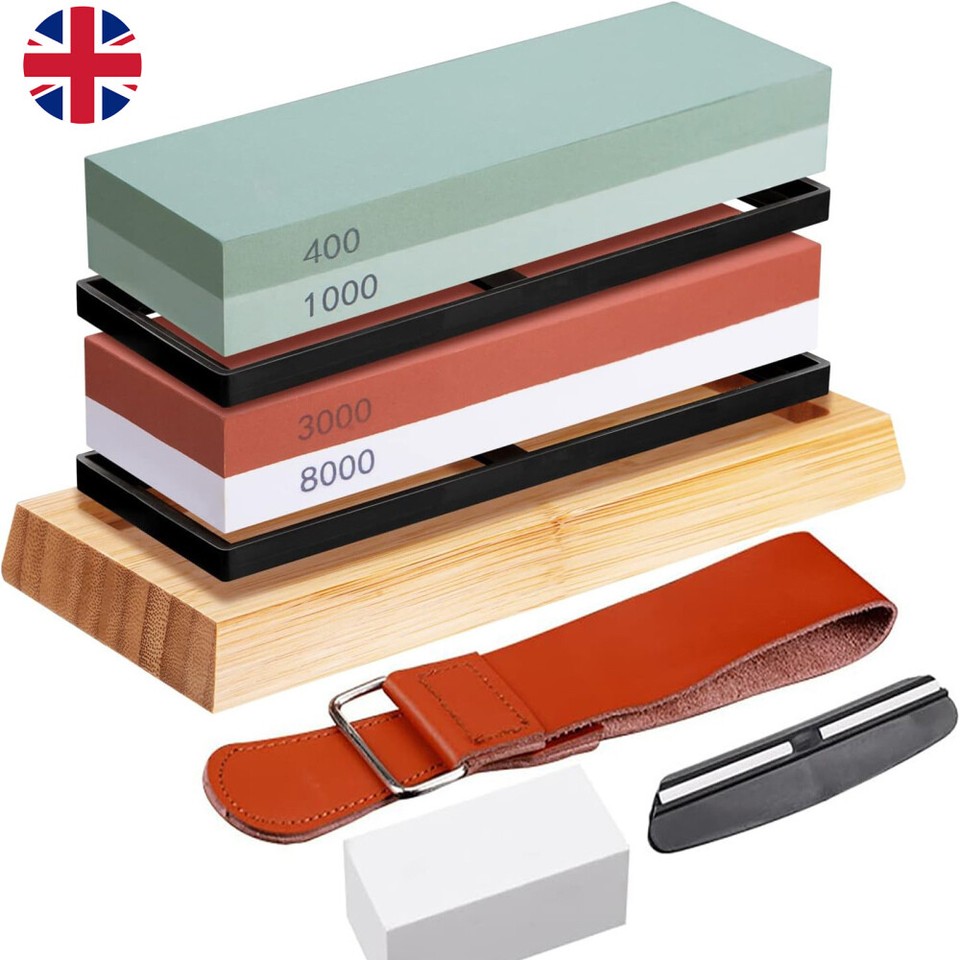 Knife Sharpening Stone Kit 400/1000 3000/8000 Grit Double Sided ...