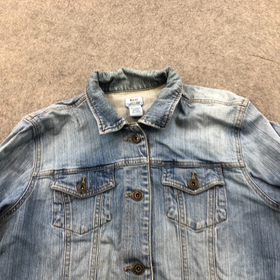 GH Bass Co Jacket Womens Large Denim Light Wash Pockets Jean Trucker | eBay