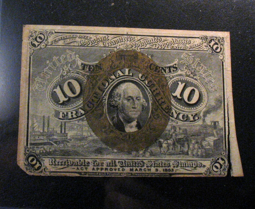 1863 2nd Issue Fractional Postage Currency 10 Cents Paper Ten Cent Note ...