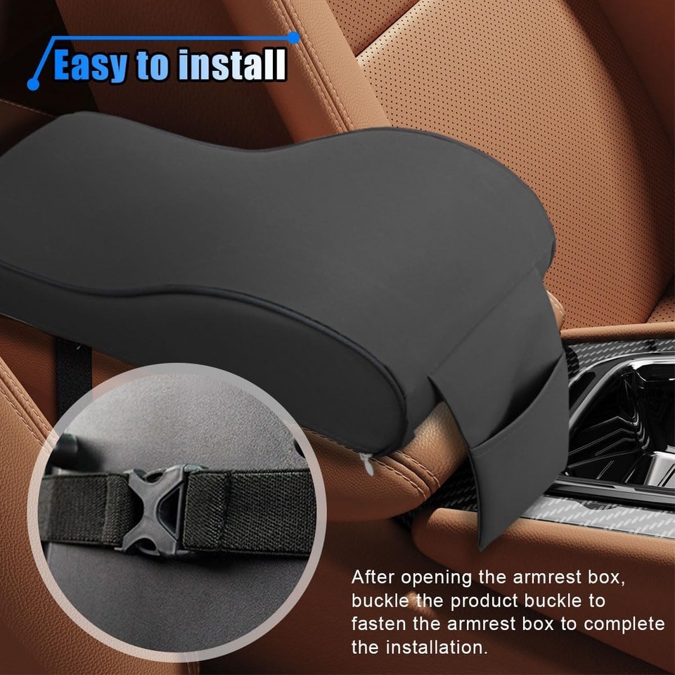 Car Armrest Cushion, Memory Foam Car Center Console Pillow Cushion with ...