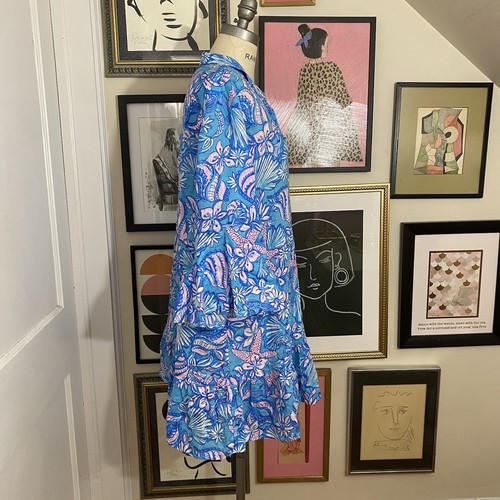 Lilly Pulitzer Women's Linley Collared Blue Multicolor Cover Up Dress ...