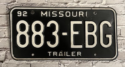 1992 Missouri Trailer License Plate 883-EBG | eBay