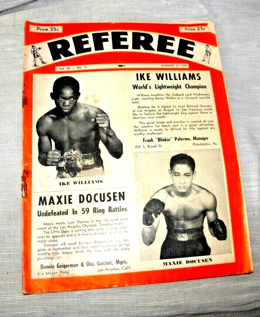VINTAGE MAGAZINE BOXING REFEREE IKE WILLIAMS WORLD CHAMPION MAXIE DOCUSEN 1949 | eBay
