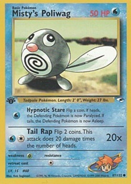POKEMON GYM HEROES 1ST EDITION MISTY'S POLIWAG #87 COMMON ** NEAR MINT ...