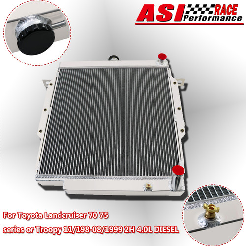 4Row Radiator Fit 84-99 Toyota LandCruiser 70 75 Series/Troopy 2H ...