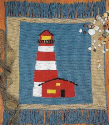 LIGHTHOUSE LAP AFGHAN SEASIDE HOME DECOR CROCHET PATTERN INSTRUCTIONS ...