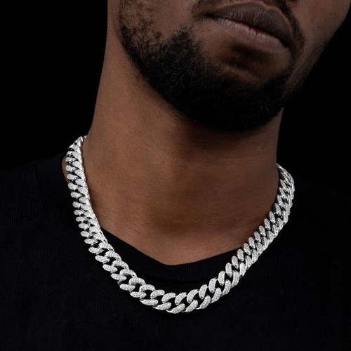 Men Cuban Chain Hip Hop Diamond Cut Shiny Rapper Bling iced Out ...