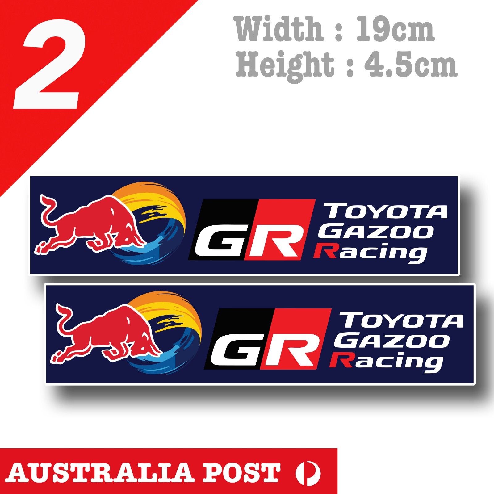 Red Bull Toyota Gazoo Racing GR Slap x2 Logo Laptop , Car Vinyl Sticker ...