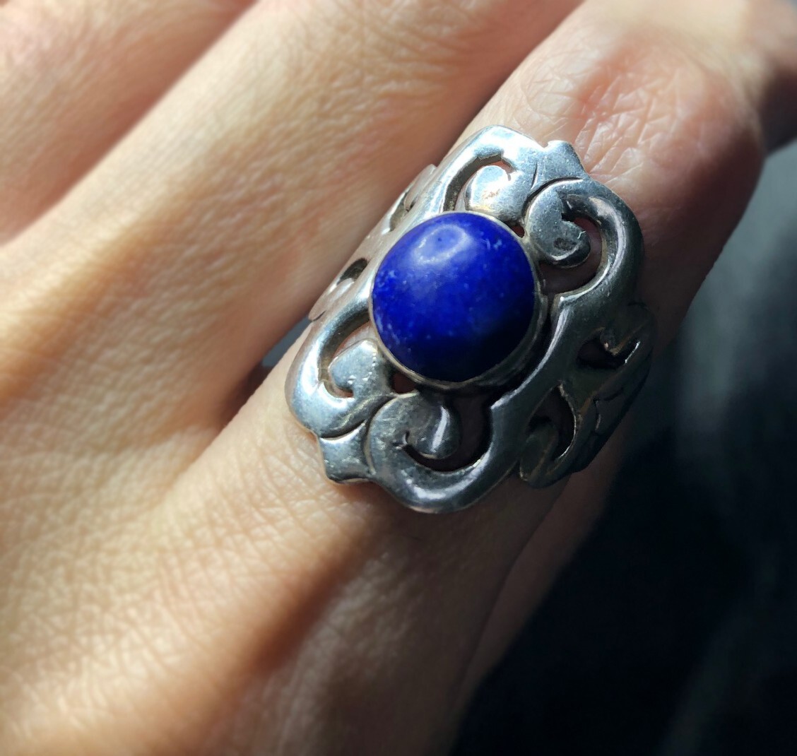 Vintage Chunky SCYTHIAN AZTEC Men's Ring Natural LAPI… - Gem