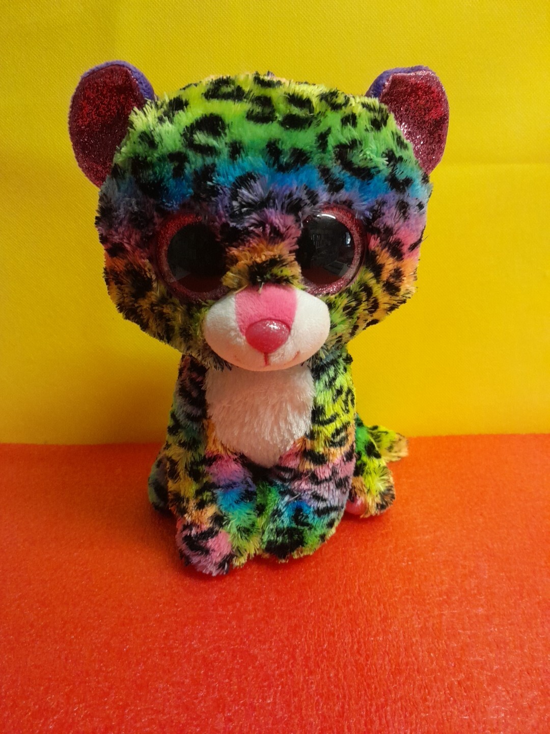 TY BEANIE BOOS PELUCHE MULTICOLORE LEOPARDO DUTTY BUDDY GLITTER OCCHI ...