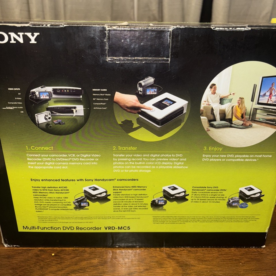 SONY VRD-MC5 DVDirect Multi-Function DVD Recorder VHS, Camera, USB, SD ...