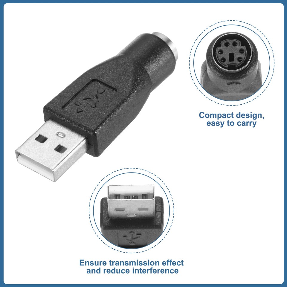 2 Pcs PS/2 to USB Port, PS/2 to USB Adapter PS/2 Female to USB Male ...