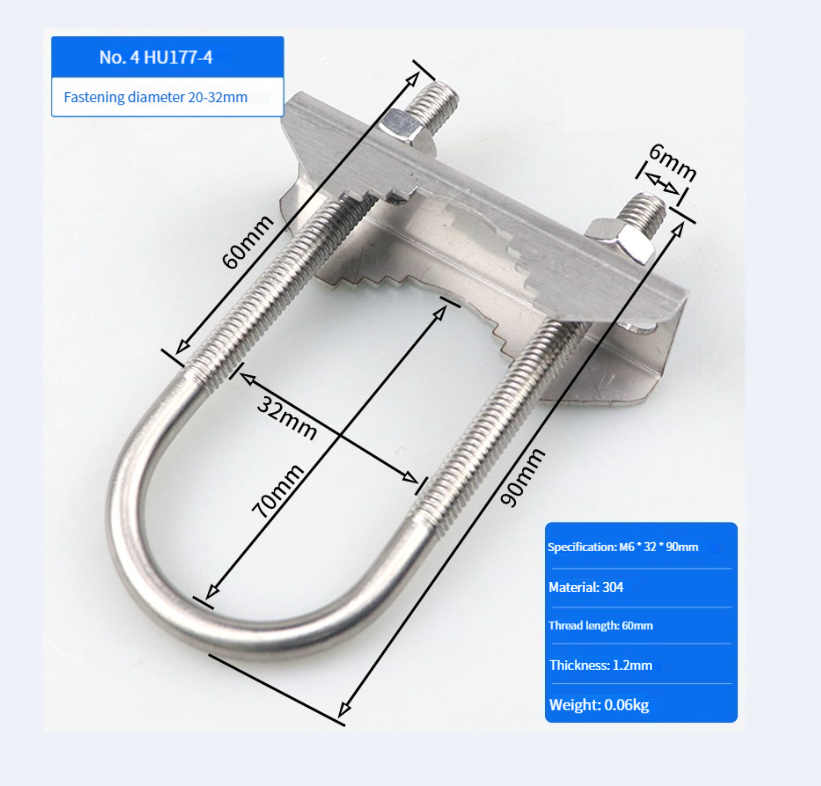 4X Stainless Steel U-Shaped Mast Clamps for Antenna/Tower Mounting | eBay