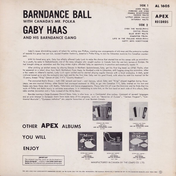 Barndance Ball Gaby Haas And His Barndance Gang Vinyl LP Record Album ...