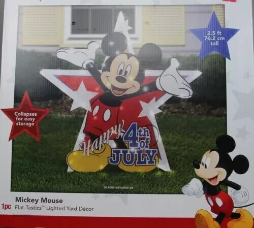 Mickey Mouse Flat-tastic Light Up 4th of July Yard Decor - 2.5 ft Stand ...