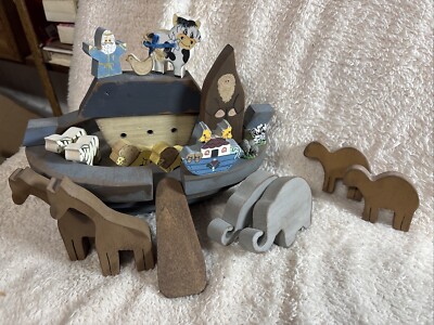 Vintage NOAHS ARK Woofen Set - Unbranded 5 Pair of Animals, Noah Ramp ...