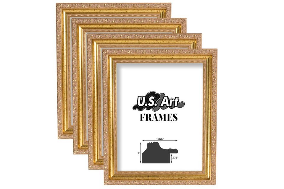 US Art Frames 1.37" Victorian Gold Ornate Solid Wood Picture Frame S ...
