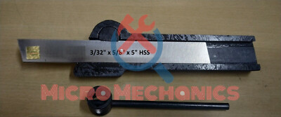 LATHE CUT OFF PARTING TOOL HOLDER: 3/8"x 7/8"x 5" + HSS BLADE: 3/32”x 5 ...
