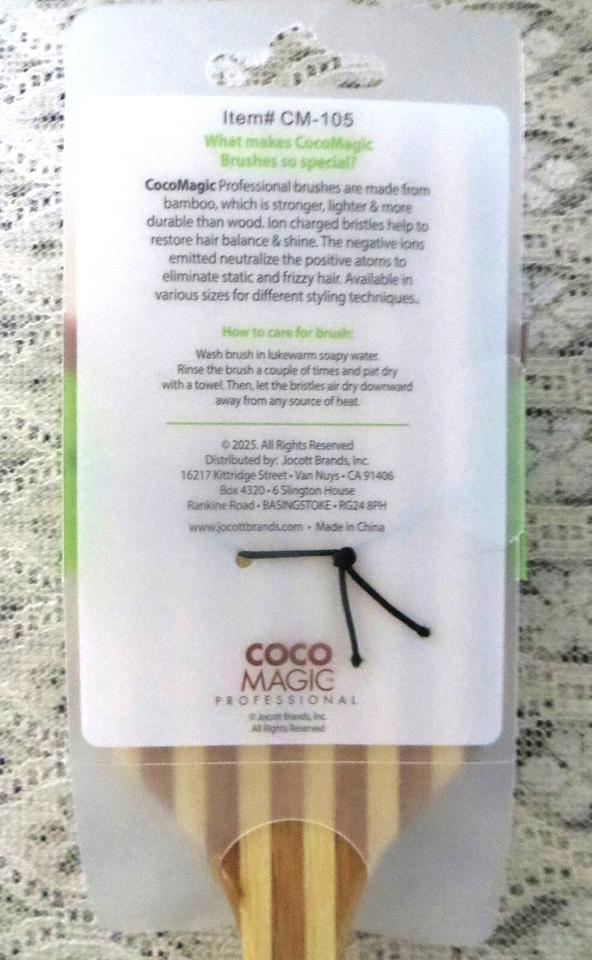 Coco Magic Professional Bamboo Brush CM-105 Redue Frizz, Add Shine, Ion ...