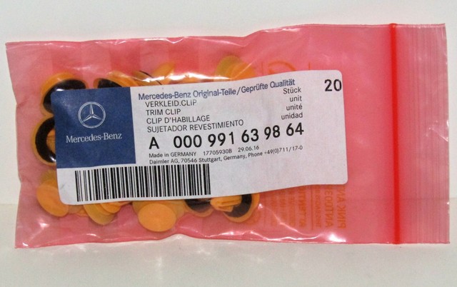 NEW GENUINE MERCEDES BENZ TRIM CLIP PACK OF 20 OEM PART NO. A ...