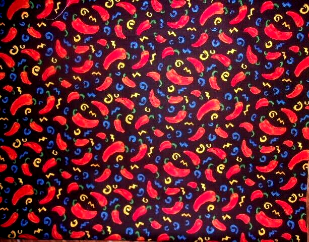 "SALSA PICANTE"ROBERT KAUFMAN RED HOT CHILI PEP ERS COTTON FABRIC 1 5 ...