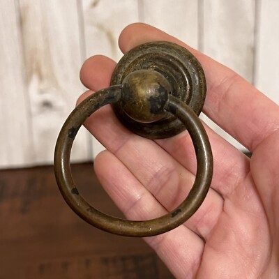 Antique - 2” Solid Brass Drop Ring Pull - Rustic Hardware | eBay