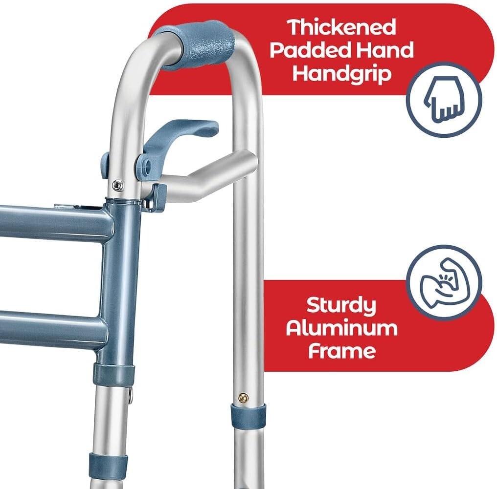 Walker with Wheels, Adjustable Walker, Folding Walker with Arm Support ...