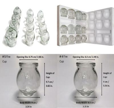 12 pc Fire Glass Cupping Set Jars Professional Quality (4 cups #3 ...