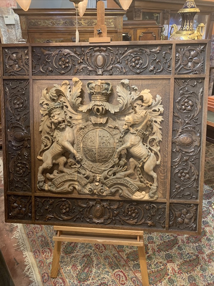 Hand Carved Hanoverian British Royal Coat Of Arms 18 c. Huge Armorial ...