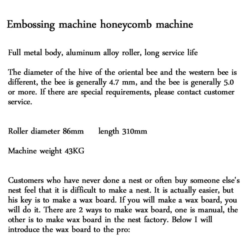 Hive Foundation Machine Honeycomb Honeybee Hive Chinese Hornets Italian ...