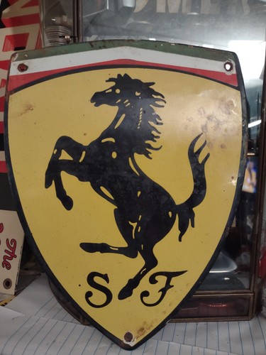 VINTAGE FERRARI PORCELAIN SIGN OLD ITALIAN AUTO DEALER SALES SERVICE ...