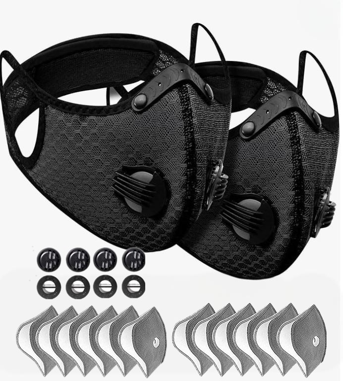 Reusable Face Mask Breathing Valves Sports Cycling Outdoor Active ...