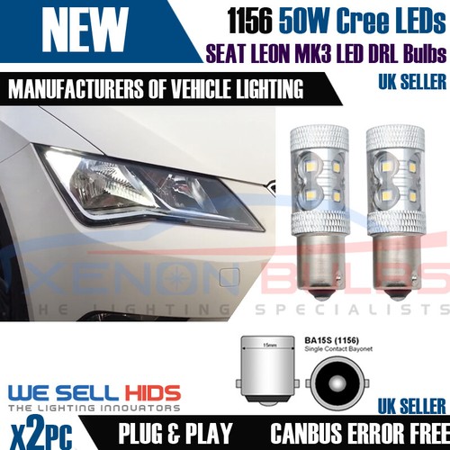 2x Seat Leon MK3 2013-2020 P21W 50W LED 1156 382 BA15s DRL BULBS ...