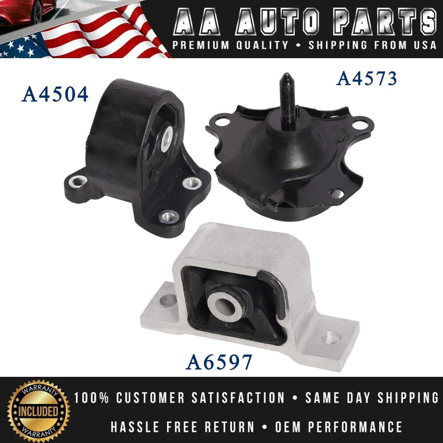 3PC Motor Mounts Set for Honda CRV 2.4L l4 w/ Auto Trans 02-06 A4573 ...