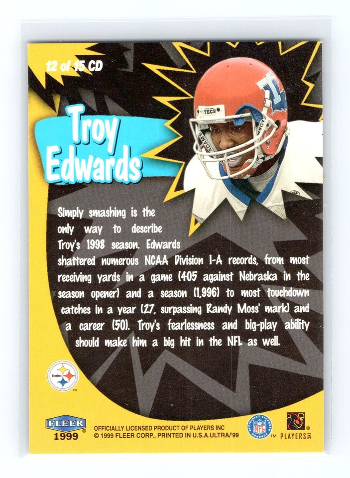 1999 Ultra #12 CD Troy Edwards Caught in the Draft RC Rookie Prizm | eBay
