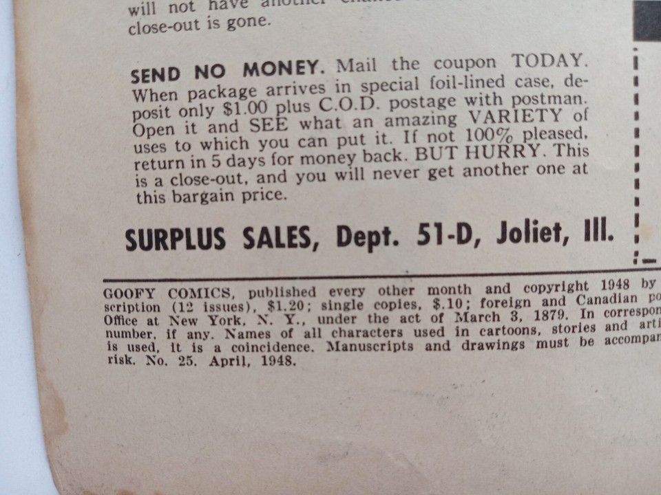 Goofy Comics #25 Golden Age 1948 Comic Book Animated Cartoons | eBay UK