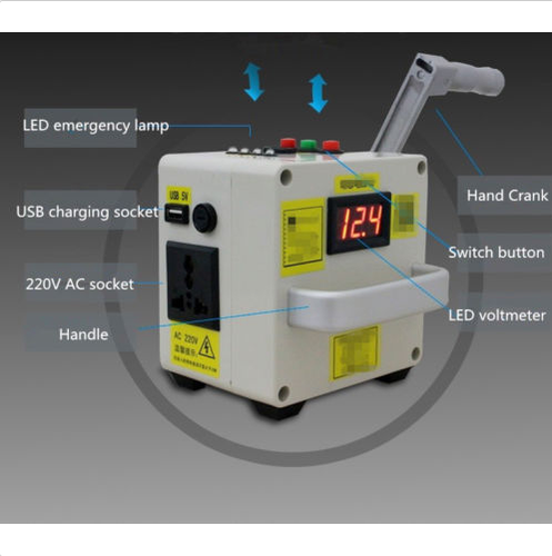 220V small-scale Hand Crank Generator Portable Power Supply Emergency ...