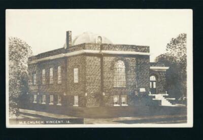 Vincent Iowa IA c1910 RPPC Old Brick M E Methodist Episcopal Church ...