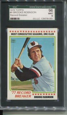 1978 Topps Record Breaker Brooks Robinson #4 SGC 9 MINT HOF | eBay