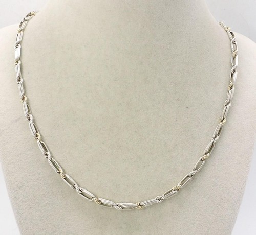 Oroamerica 14K Gold and Sterling Silver 925 Chain Link Twist Necklace ...