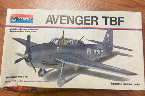 Monogram 6829 1:48 Grumman Navy Plane Avenger TBF Model Kit - Vintage ...